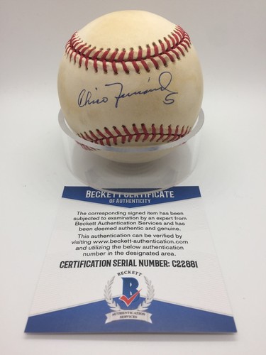 Chico Fernandez Signed AUTOGRAPH OMLB Official NL Baseball BAS BECKETT ...