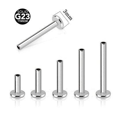 16G G23 Titanium 3mm Base Internally Threaded Labret Monroe Tragus Post ...