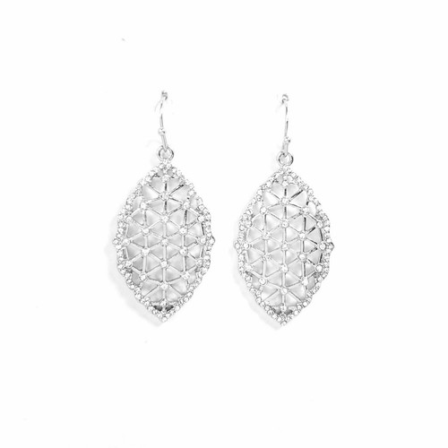 E0550 Silver Tone Metal Rhinestones Deco Oval Shape Drop Dangle Hook ...