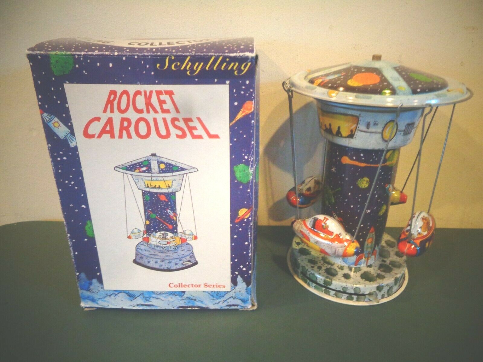 Schylling Space Station Rocket Spinning Carousel Tin Wind-up Collector ...