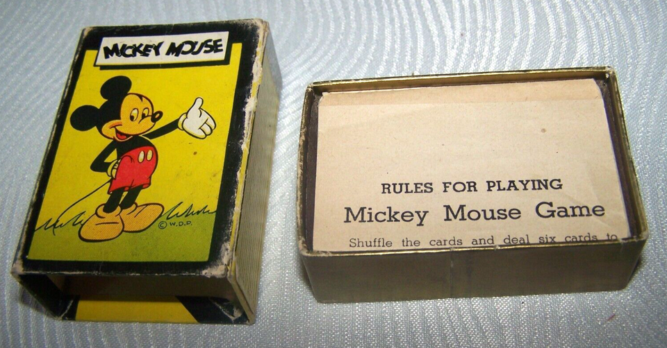 Vintage Walt Disney's MICKEY MOUSE CARD GAME Russell Mfg. U.S.A. BOX ...