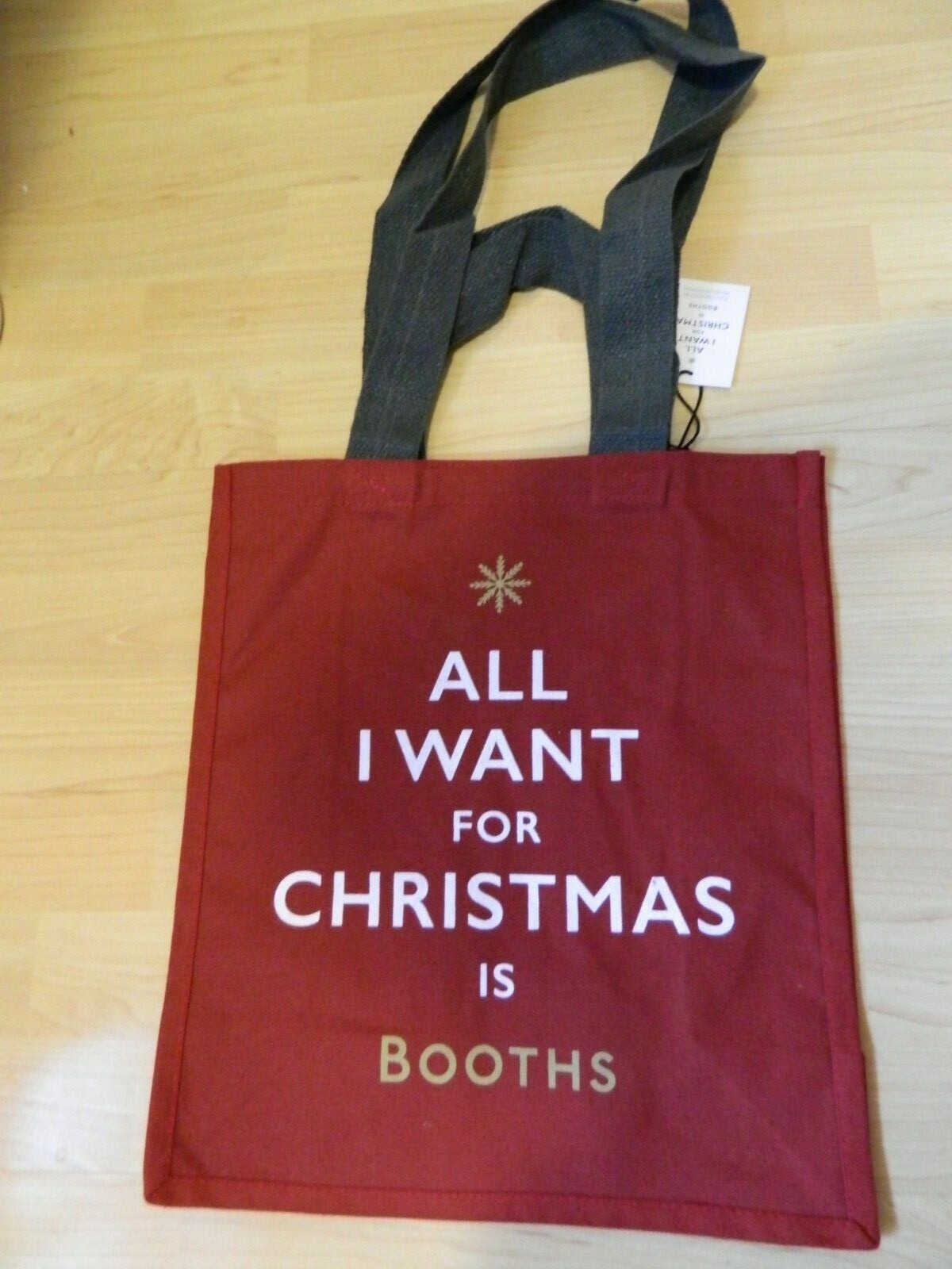 NEW Booths Collector's Cotton Tote Shopping bag "All I Want For ...