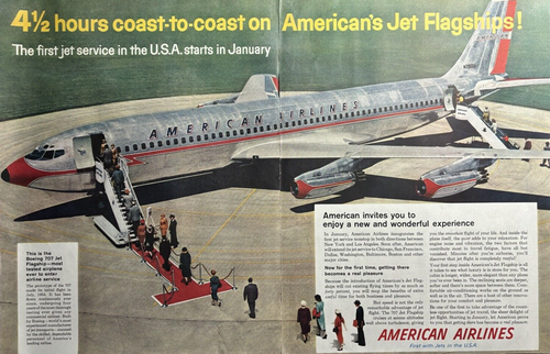 1959 American Airlines Jet Service Travel Boeing 707 Flagship Vintage ...