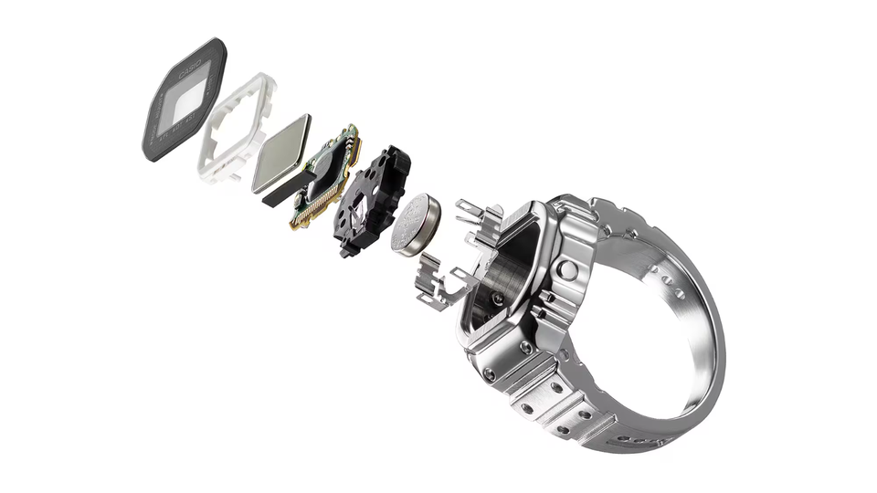 Casio Ring Watch 50th Anniversary Silver CRW-001-1JR w/Size adjusting ...