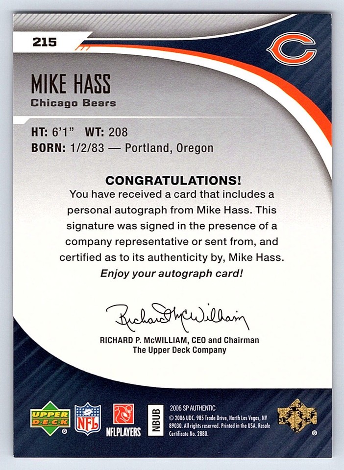 2006 SP Authentic #215 Mike Hass Excellent | eBay