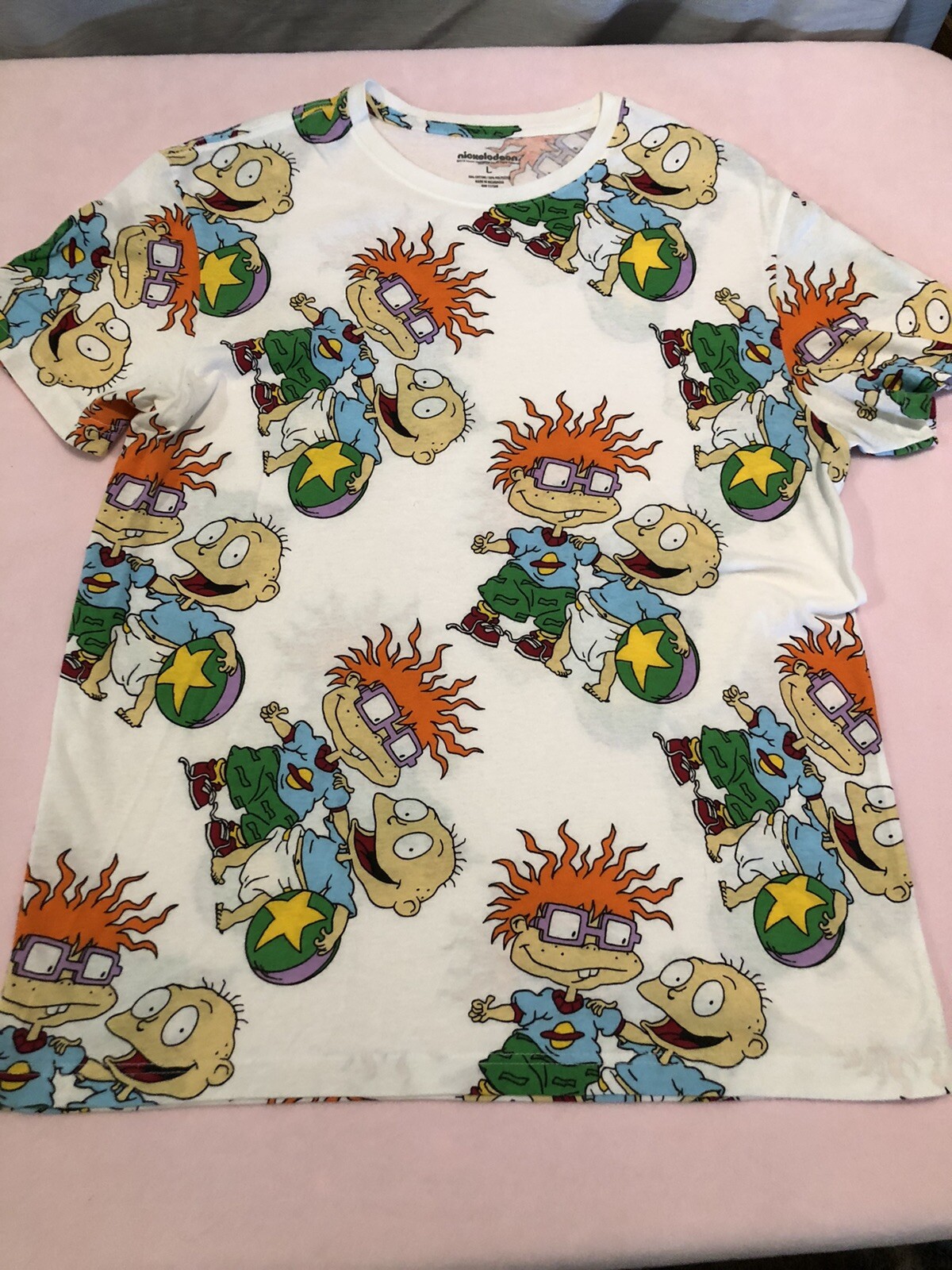 Rugrats All Over Graphic Print Shirt White Tommy Chuc… - Gem