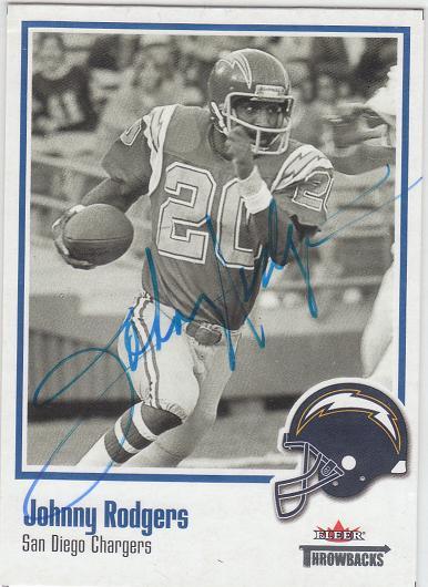 JOHNNY RODGERS Autographed Signed 2002 Fleer card San Diego Chargers ...