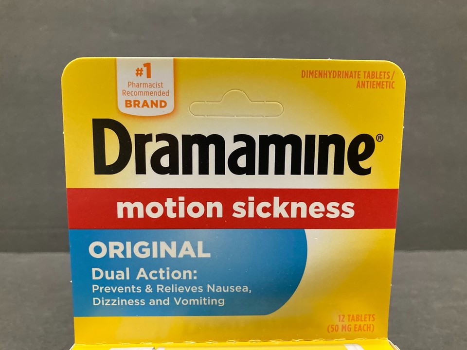 Dramamine Motion Sickness Relief, 50 mg Original Formula, 12 Tablets 08 ...