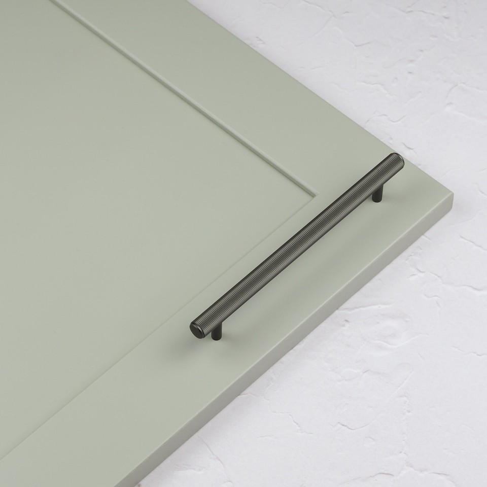 Dark Grey Kitchen Handles Reeded Knurled Grooved Cupboard Drawer Door ...