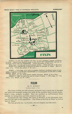 ADVERTISEMENT Bordeaux Chateau Vineyard Wine Region Fixin Fixey MAP | eBay