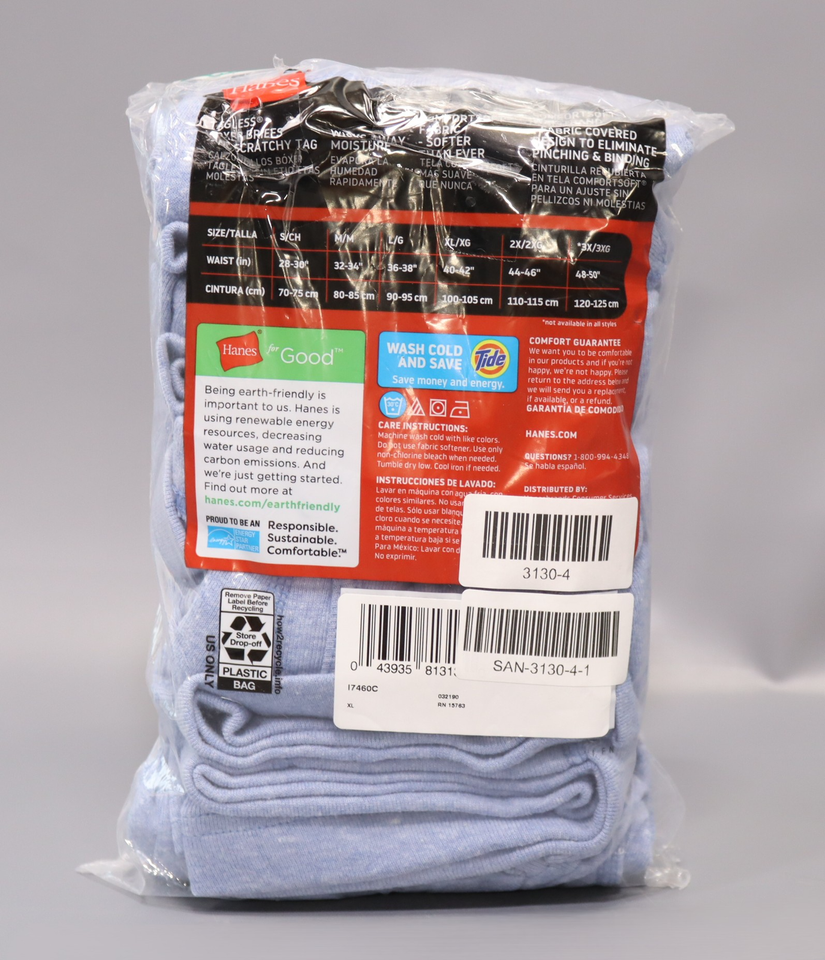 Hanes Tagless Boxer Briefs Gray Xl 40-42 Comfort Soft Waistband 5 Pair ...
