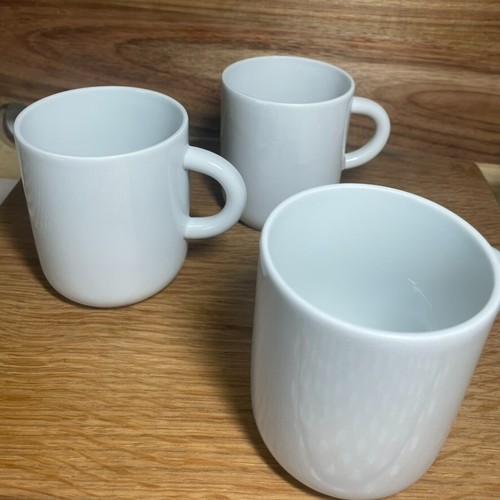 Ikea Sweden Set of 3 Solid White Coffee Mugs Cups 7oz Classic Modern ...
