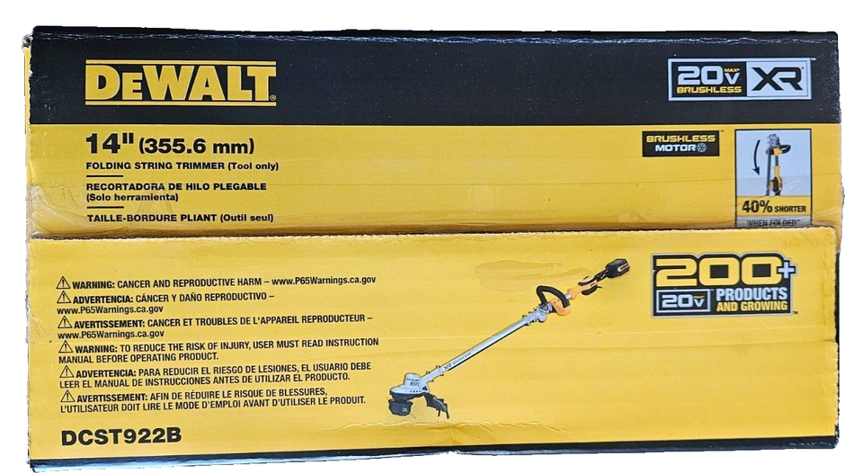DeWalt 14" 20V MAX Brushless Folding String Trimmer DCST922B (Tool Only ...