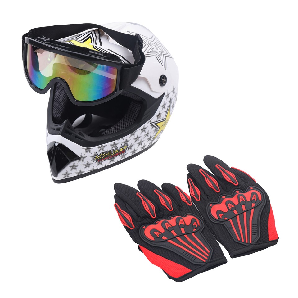 Motorcycle Full Face Helmet Motorcross Dirt Bike ATV UTV Off Road MTB ...