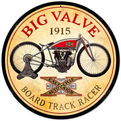 Vintage Round Big Valve 1915 Excelsior Motorcycle Metal Sign Wall Decor ...
