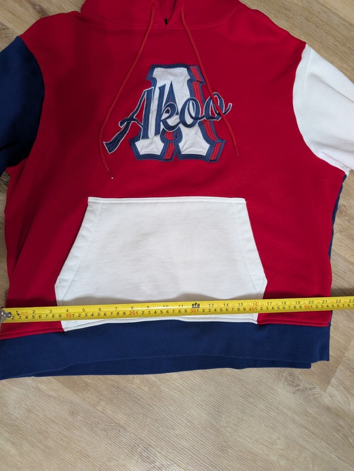 AKOO Mens 3XL Bold Colorblock AKOO Logo Red/White/Blue Hoodie ...
