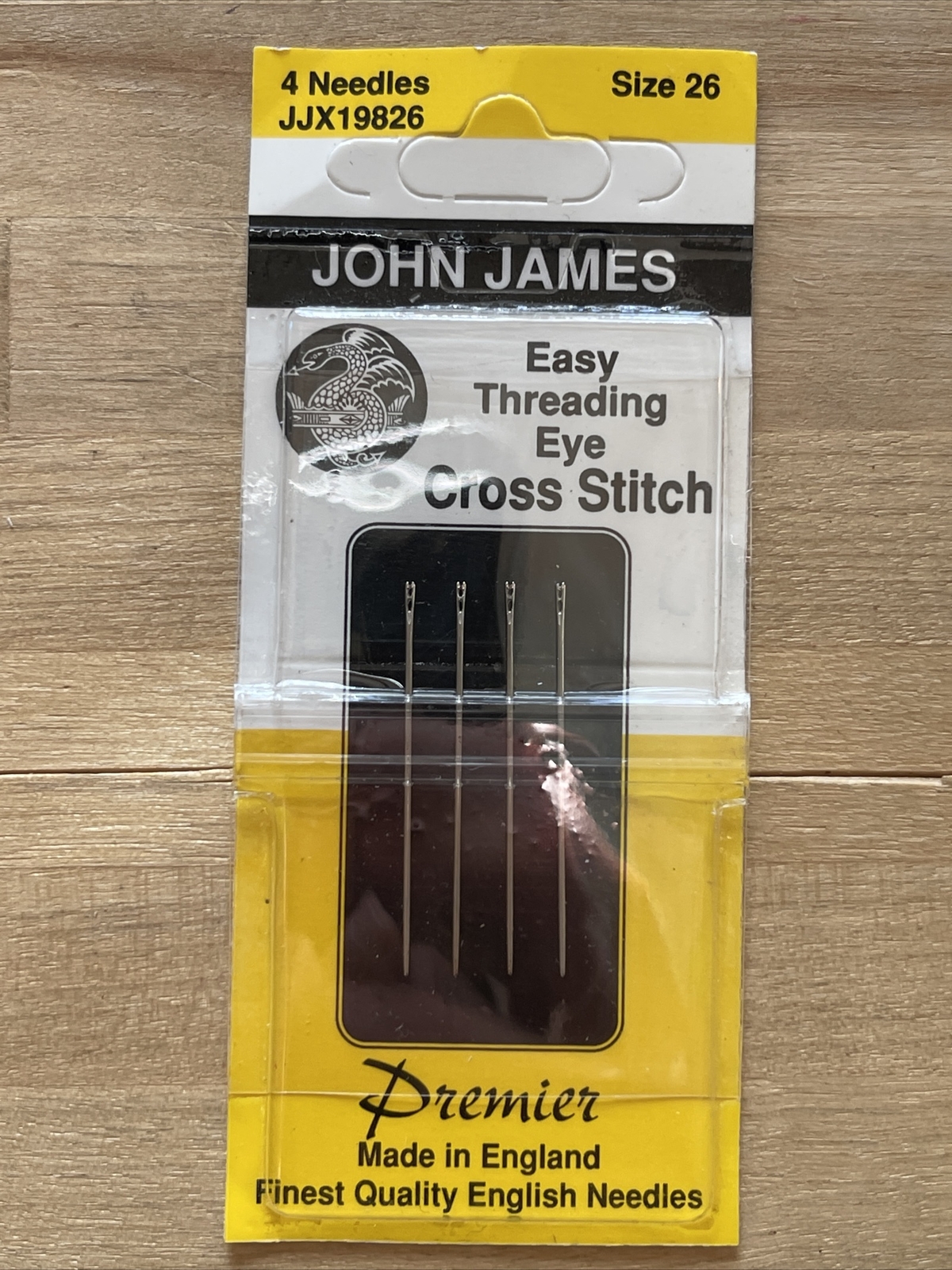 John James 4 Easy Threading Eye Cross Stitch Needles Premier England Size 26 | eBay