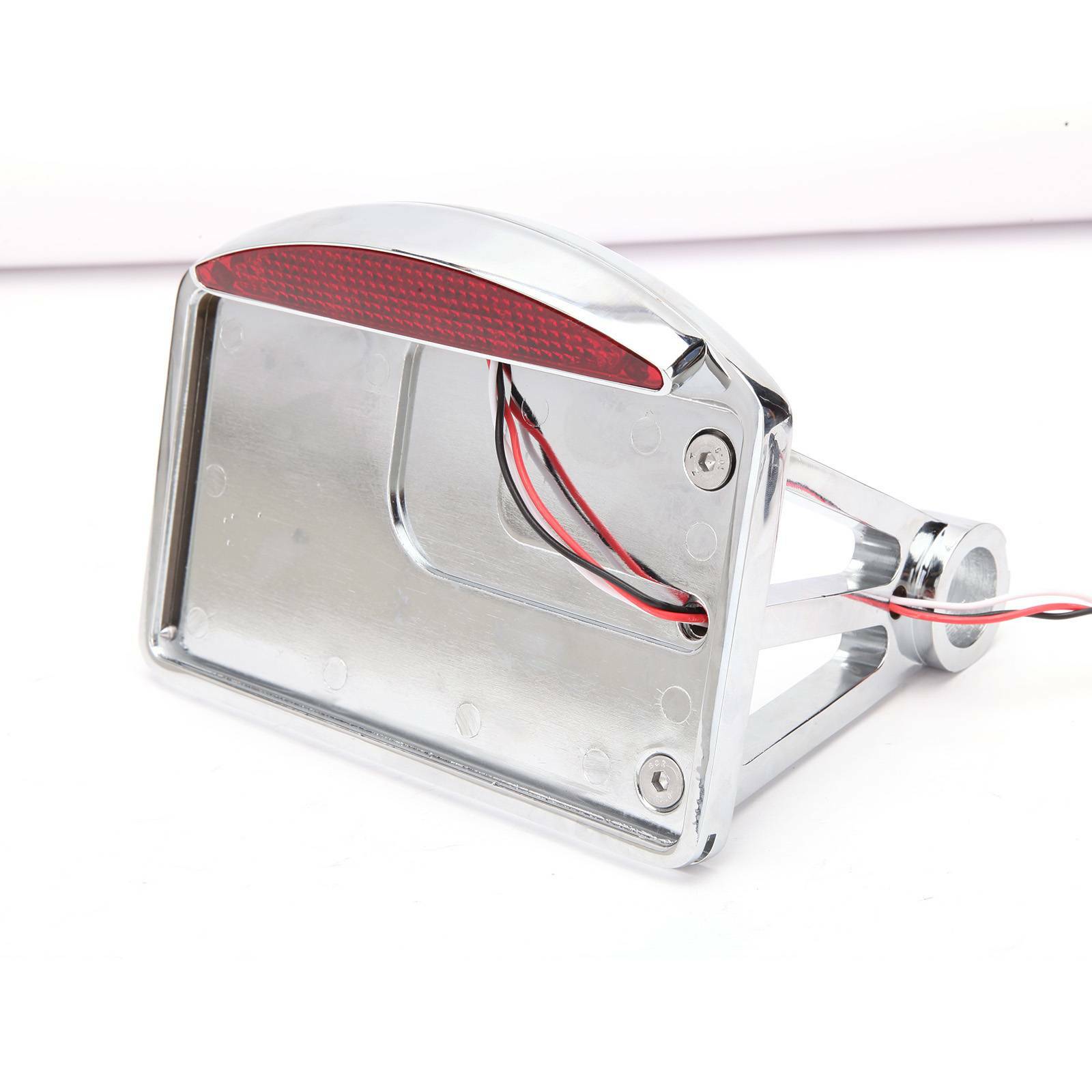 Chrome Metal Motorcycle License Plate Frame Brake LED Light For Harley ...