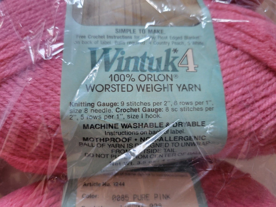 NEW Lot of 6 Skeins Vintage Caron Wintuk Pure Pink 0085 Lot 008 4 Ply ...