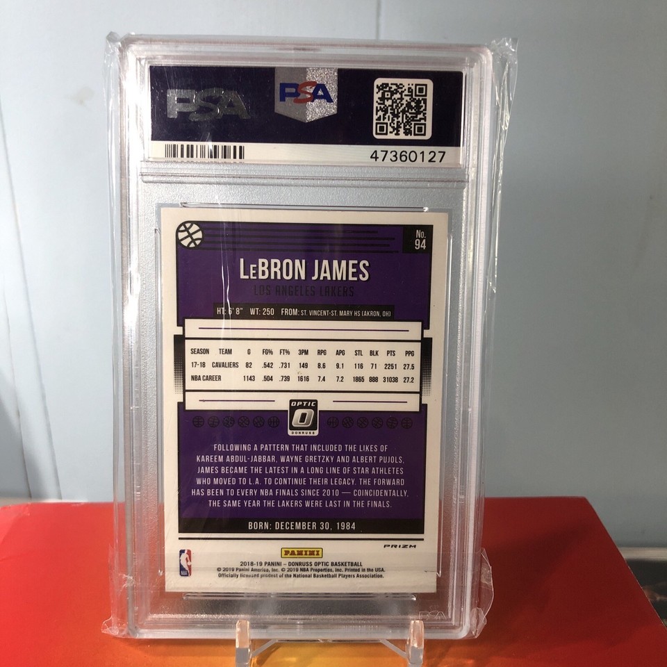 2018 Panini Donruss Optic LeBron James Blue Velocity PSA 9 1st Lakers ...