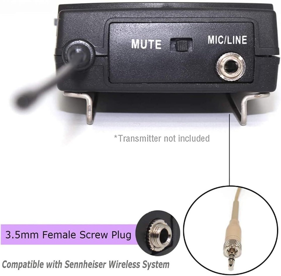Microphone Headset Headworn Earset Mic 3.5mm Screw Lock for Sennheiser ...