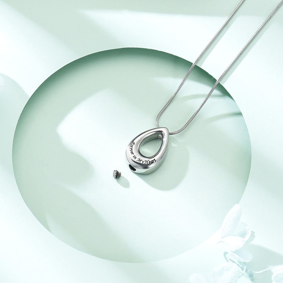 Teardrop Urn Necklace Ashes Hollow Cremation Jewelry Memorial Keepsake ...