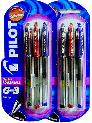 Pilot G3 Gel Ink Rollerball Pen | 0.7mm | PACK OF 6 (2 X BLACK 2 X BLUE ...