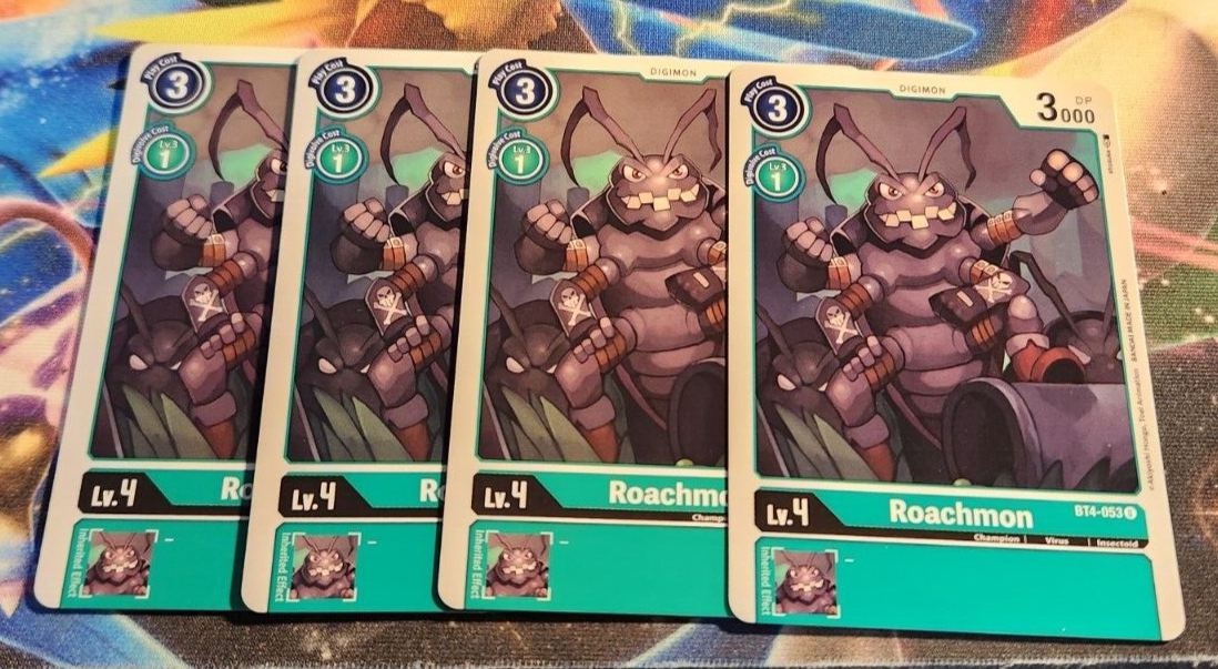 x4 Playset Digimon ROACHMON BT4-053 Green Uncommon TCG | eBay