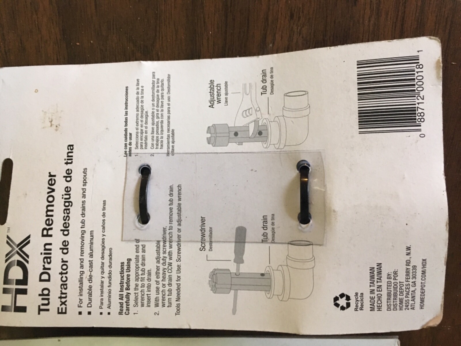 HDX tools - Internal Pipe Wrench, Handle and sleeve puller, tub drain ...
