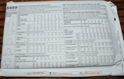 Simplicity Sewing Pattern 5959 Petite Pullover Dress and Jacket Women's ...