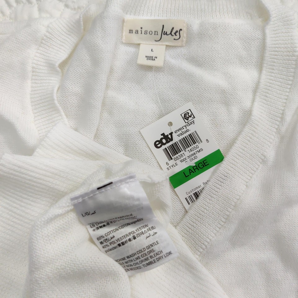 Maison Jules V-Neck Tunic Sweater Cloud L | eBay