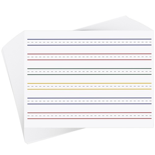50 Sheet 4-Color Raised Line Paper for Handwriting Practice, Wide Ruled ...