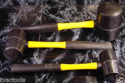 3pc RUBBER MALLET SET Big 32 oz Brand New Tool Fiberglass Handles soft ...