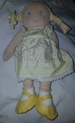 Carters 11" Plush Doll Yellow Floral Print Dress Blonde Pigtails Braids ...