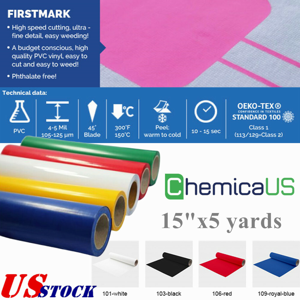 US Stock 15"x5 yards Chemica FirstMark PVC Digital Cut Heat Transfer ...