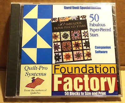 RARE NEW QUILT PRO SYSTEMS FOUNDATION FACTORY CD-ROM 2001 50 PAPER ...