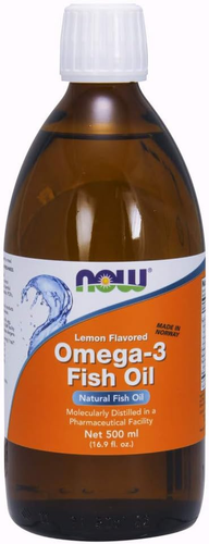 NOW Supplements, Omega-3 Fish Oil Liquid, Molecularly Distilled, Lemon ...