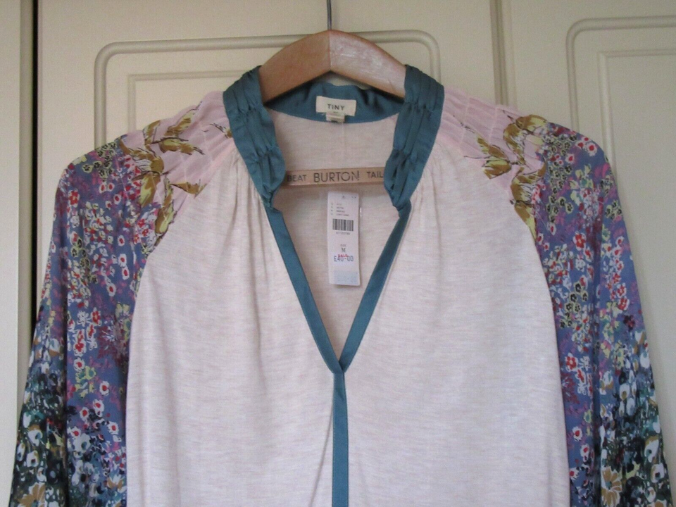 Ladies top.Size M.Anthropologie.Cream/blue.Floral.L/sleeves.NEW. | eBay UK