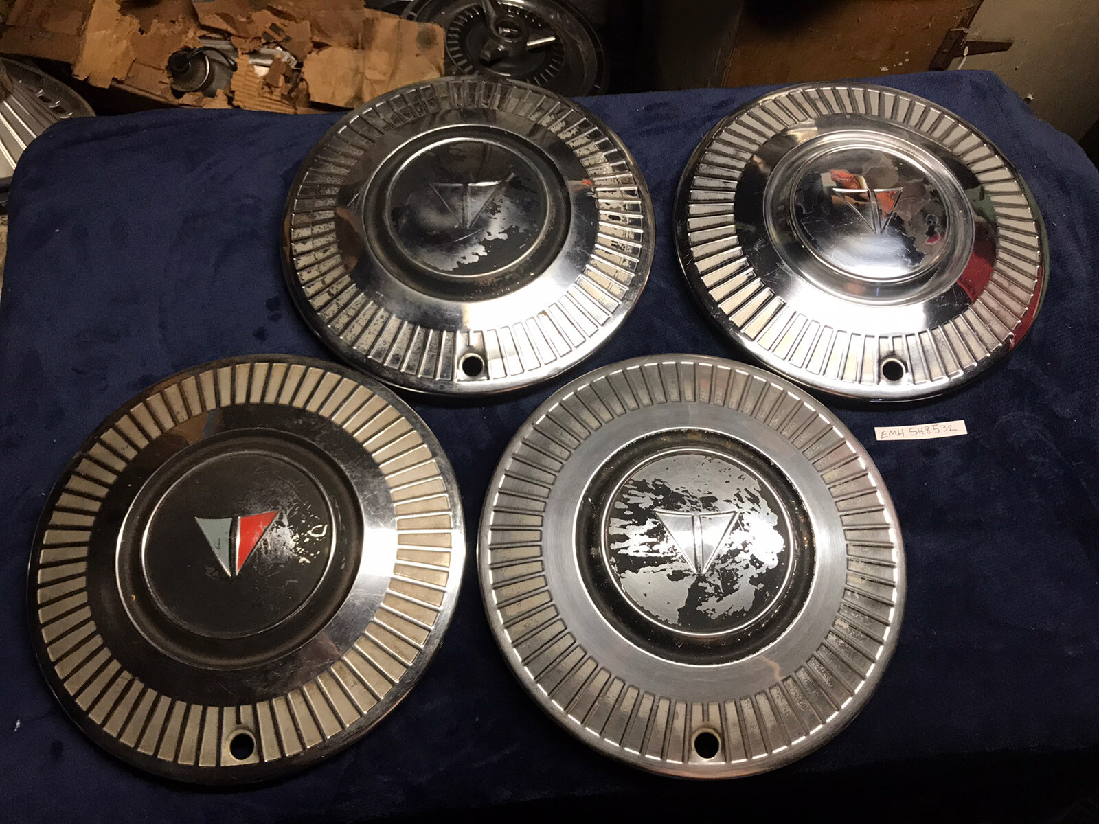 Set Of Four Plymouth Valiant 13" hubcaps 1980 1963 1964 A Worthy Set ...
