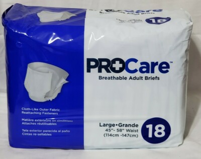 ProCare Breathable Adult Diaper Brief Large Max Absorbency CRB-013/1 ...