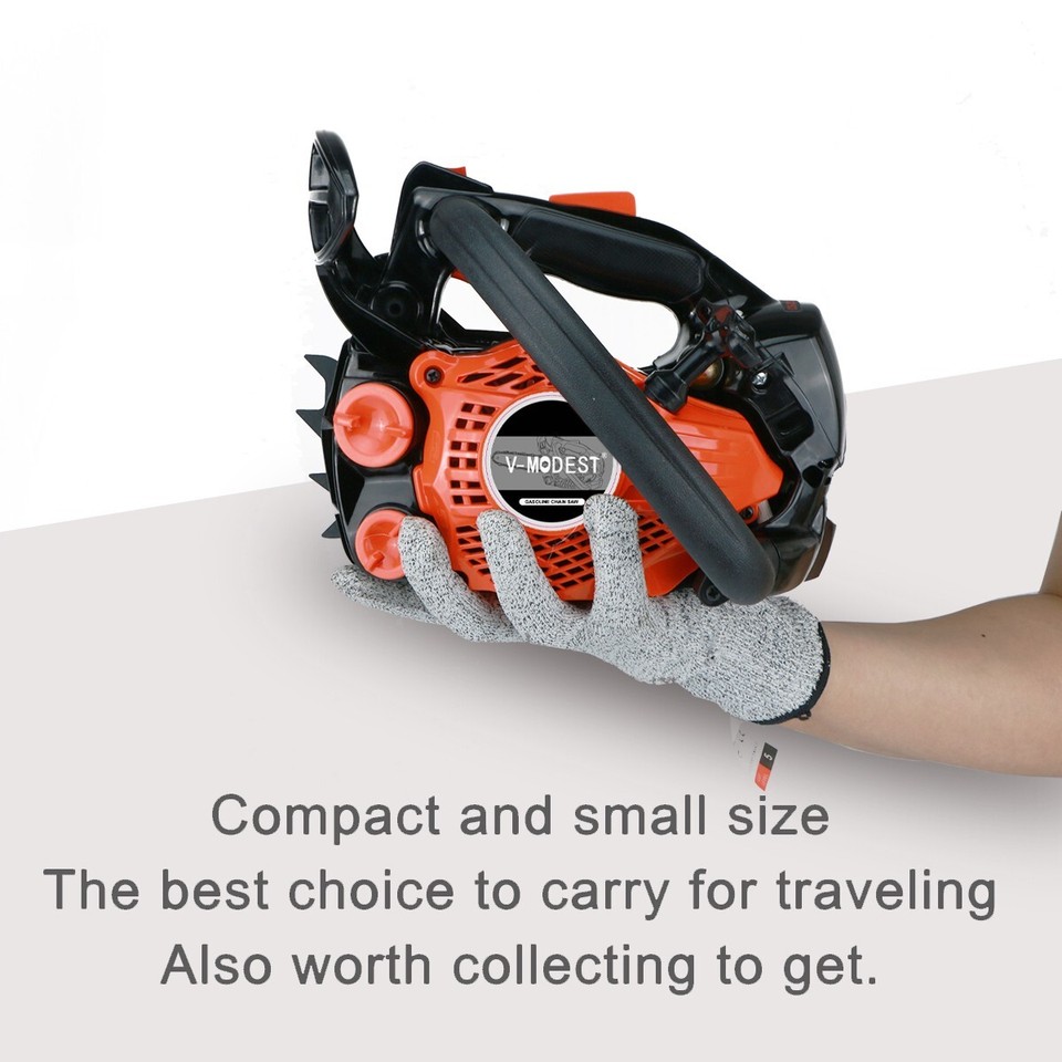 V-MODEST 12" Top Handle Gas Chainsaw 2-Stroke Engine 25CC Mini Climbing ...