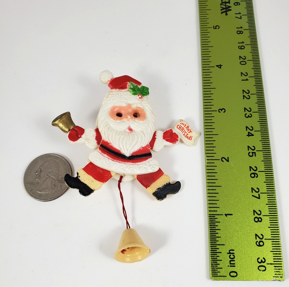 Vintage Santa Claus Pull String Plastic Christmas Brooch Pin | eBay