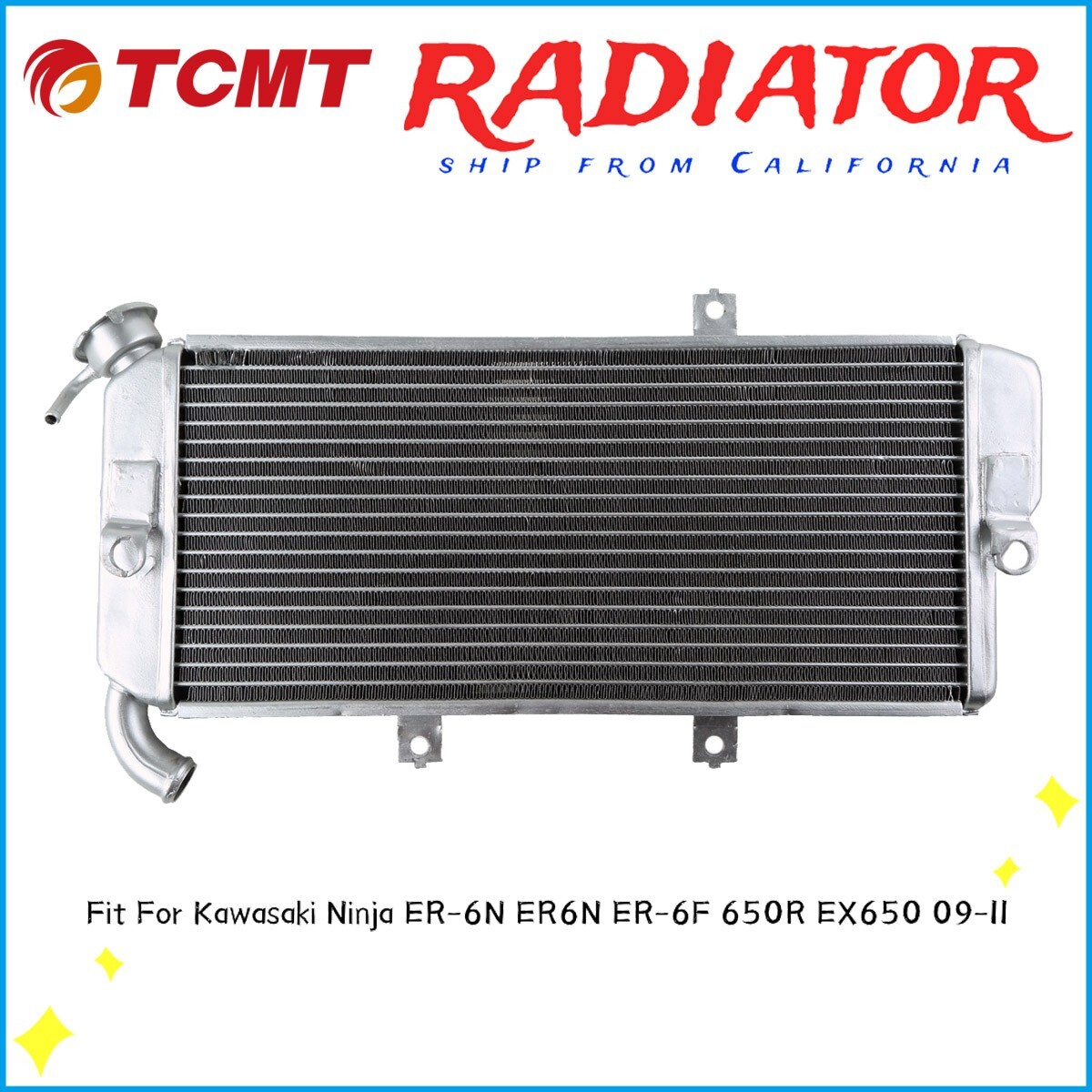 Aluminum Radiator Cooler Fit For Kawasaki Ninja ER6N ER-6N ER-6F EX650 ...