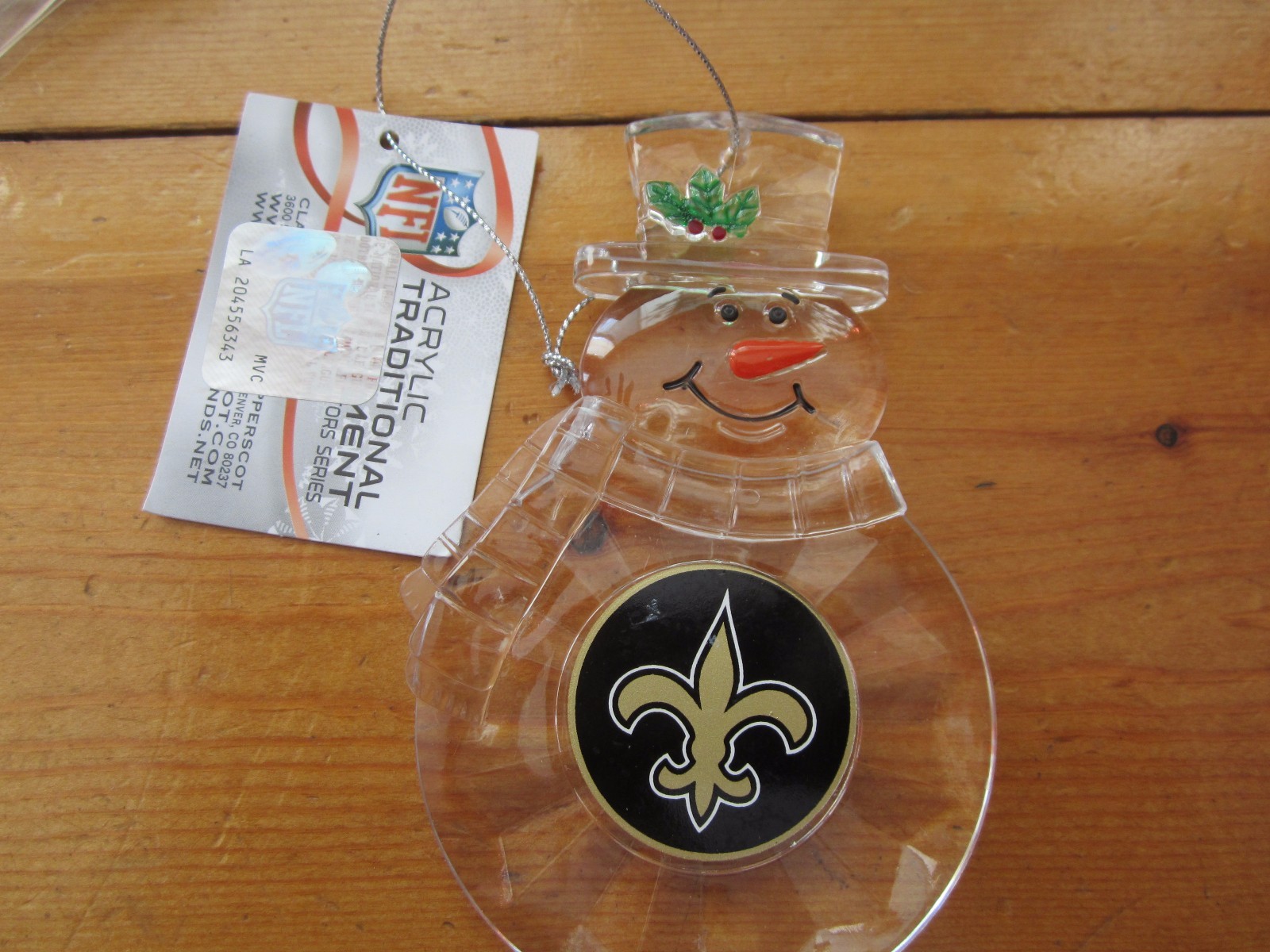 NEW ORLEANS SAINTS FOOTBALL SNOWMAN CLEAR ACRYLIC FAN CHRISTMAS TREE ...