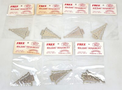 7 Smucker's 1981 Holiday Christmas Metal Ornaments Tree - NOS ~ T397yy ...