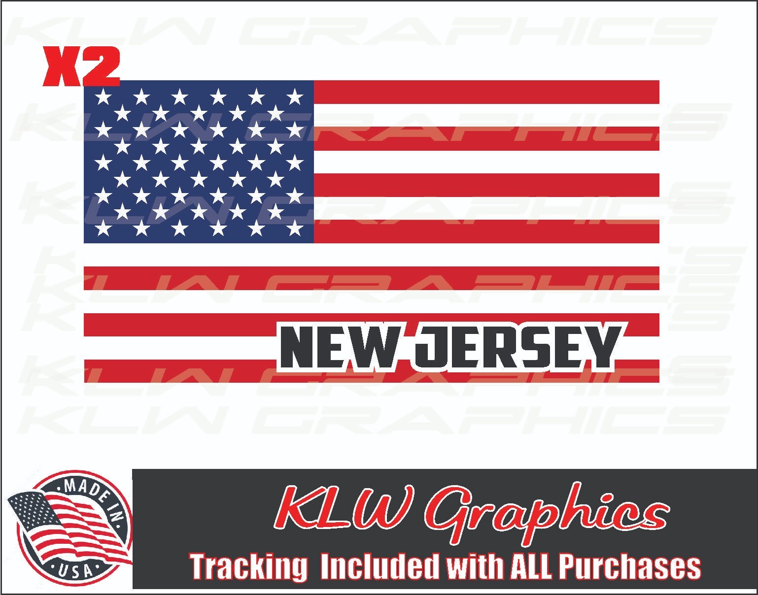 New Jersey Decal Sticker US Flag United States of America State East ...