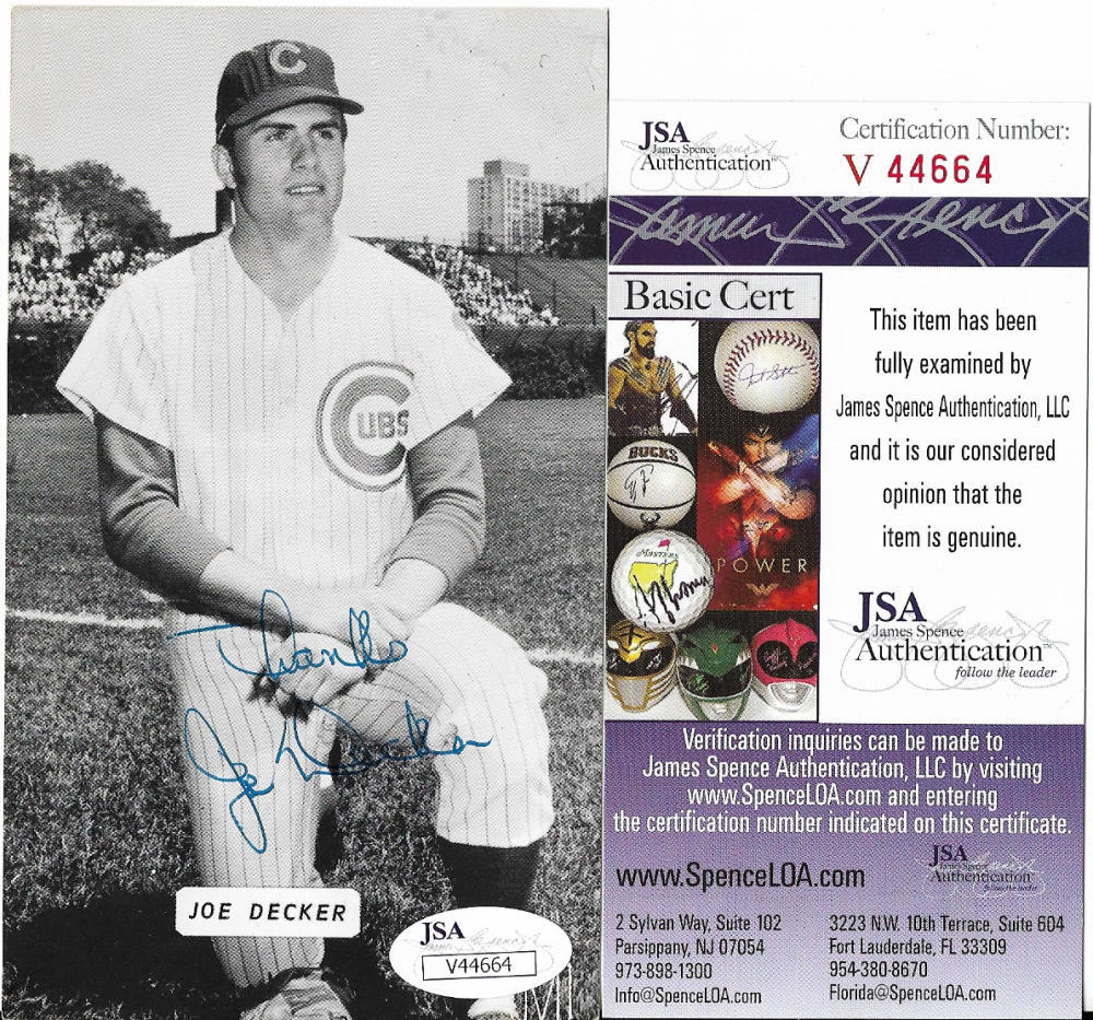 JOE DECKER CHICAGO CUBS D. 2003 SIGNED 3X5 ORIGINAL PHOTO POST CARD JSA ...