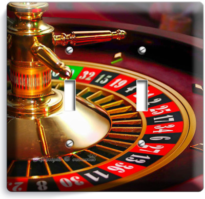 CASINO ROULETTE TABLE WHEEL DOUBLE LIGHT SWITCH WALL COVER MAN CAVE ...