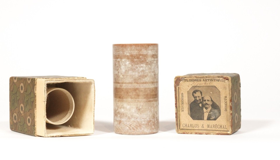 1890's Charlus & Marechal Brown Wax Cylinder Record Box w/Original C&M ...