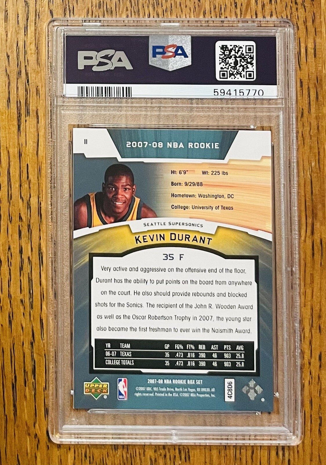 2007 Upper Deck Kevin Durant Rookie Box Set 11 RC Rookie PSA 9 Mint | eBay